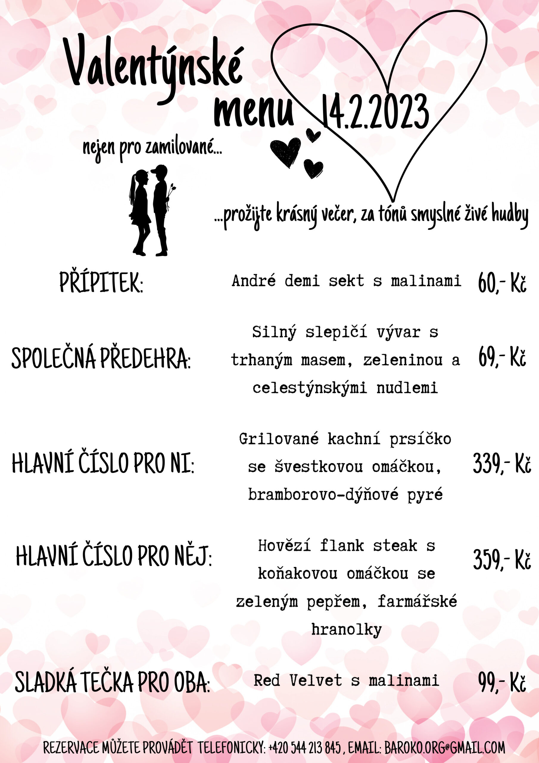 Valentýnské menu 2023 - Restaurace Baroko